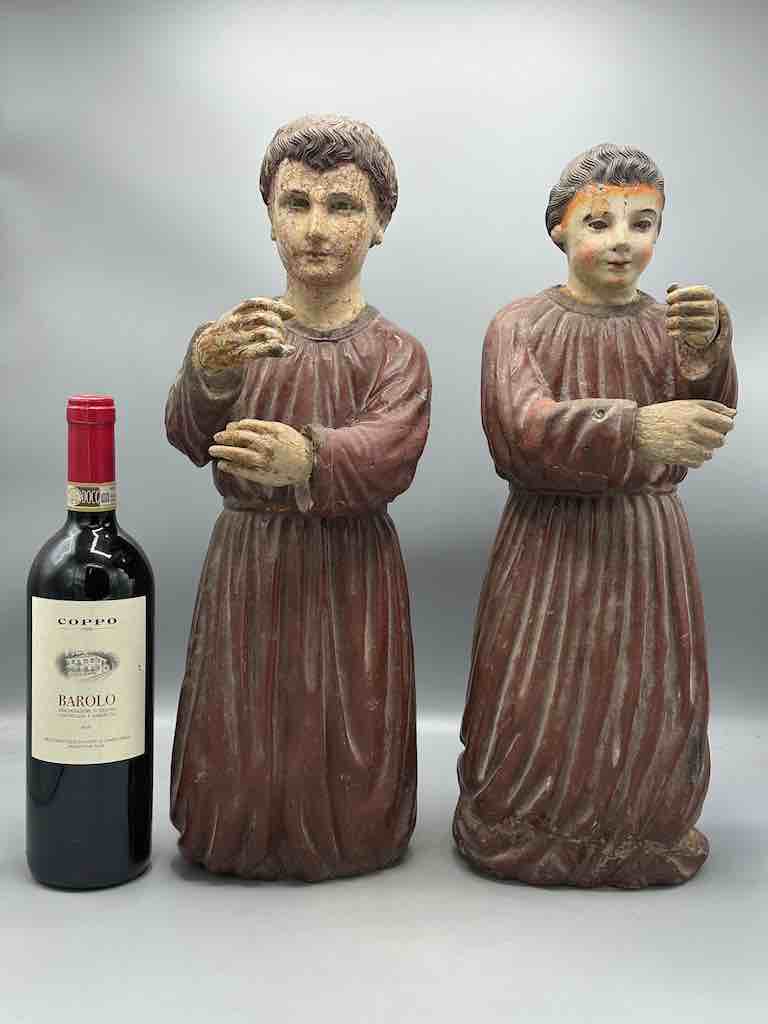 Large Antique Vietnamese Catholic Saint Figure Pair of Angels — Niger Bend